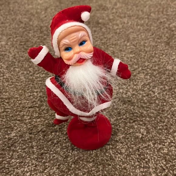 Holiday | Vintage 195s Flocked Standing Waving Santa Clause Velvet ...